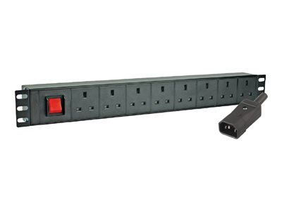 Videk Horizontal 19" Rack Mount PDU 8 Gang / 8 x UK Mains Socket to C14 ...