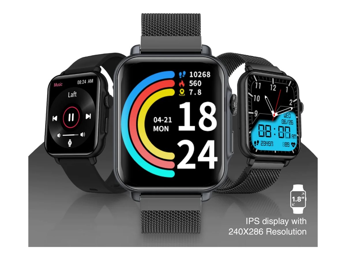 Promate SuperFit ProWatch-B18, aluminum, smart watch with strap, 128 MB ...