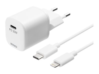 DELTACO USBC-AC141 - Strømadapter - 20 watt - 3 A - PD (24 pin USB-C ...