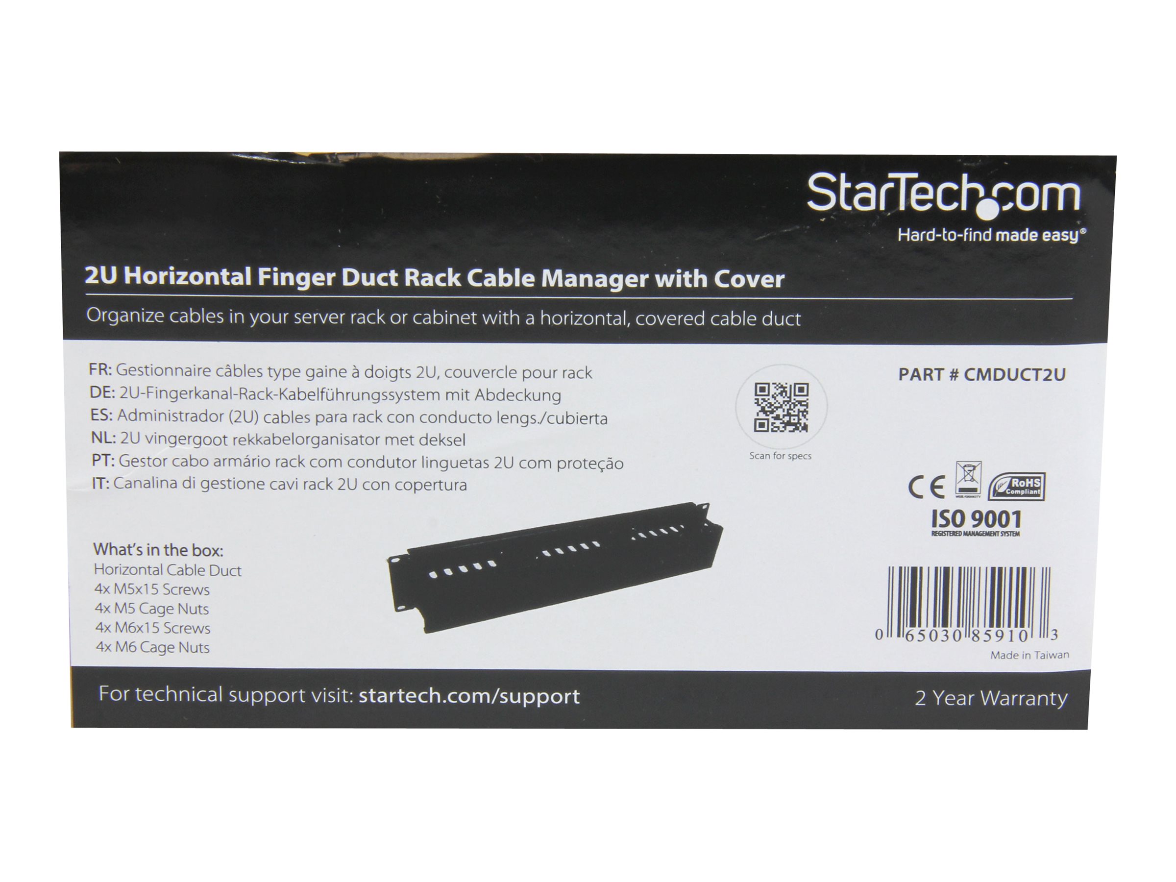 Buy StarTech.com Horizontal 2U Server Rack Cable Management Finger Duct ...
