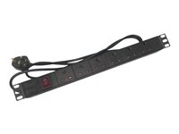 Videk Horizontal 19" Rack Mount PDU 6 Gang / 6 x UK Mains Socket to UK Mains Plug - power ...