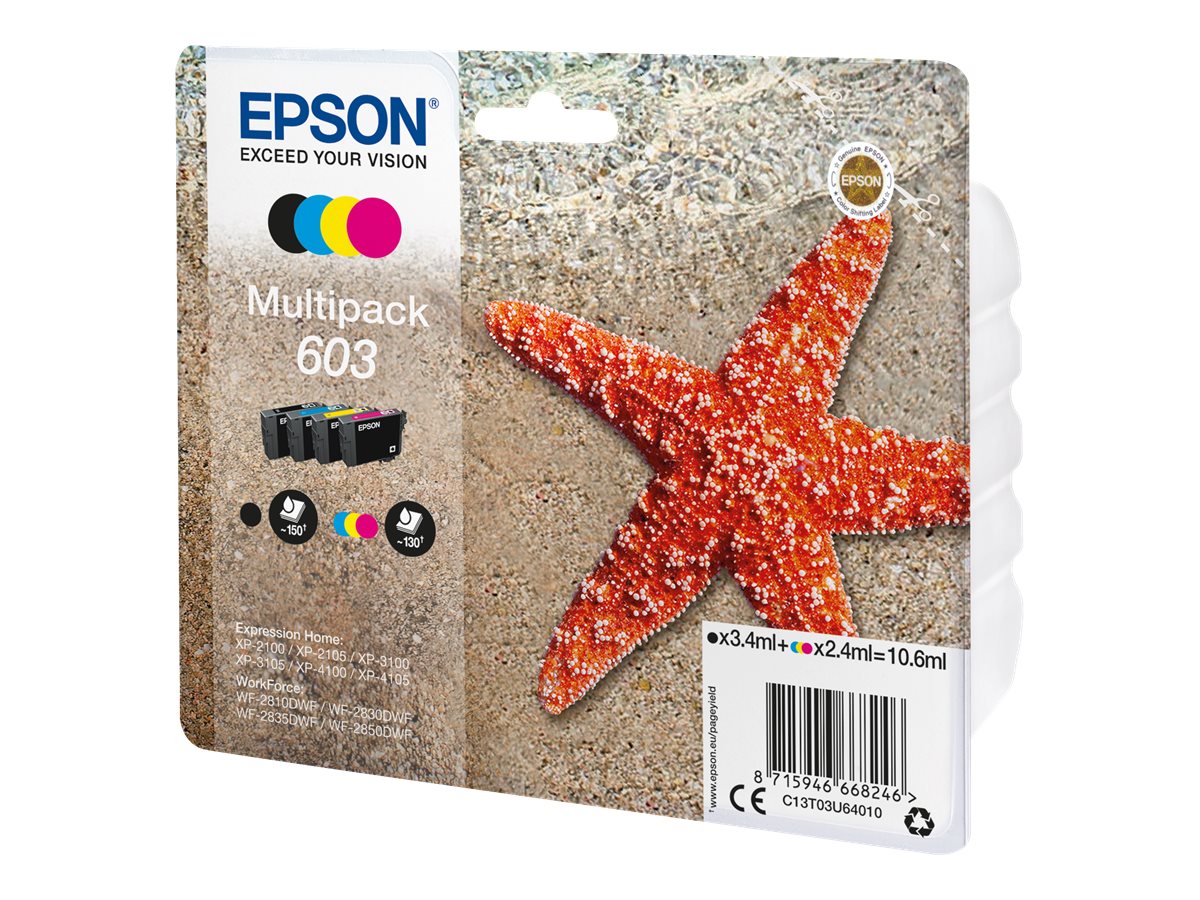 Epson 603 Multipack Sort Gul Cyan Magenta Blæk C13T03U64010 | På lager ...