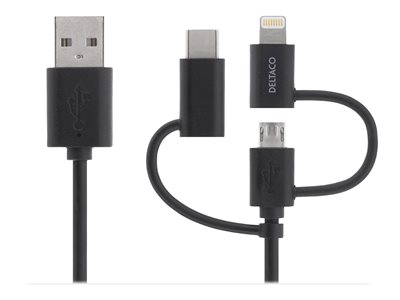 DELTACO IPLH-155 - Charging / data cable - USB male to Micro-USB Type B ...