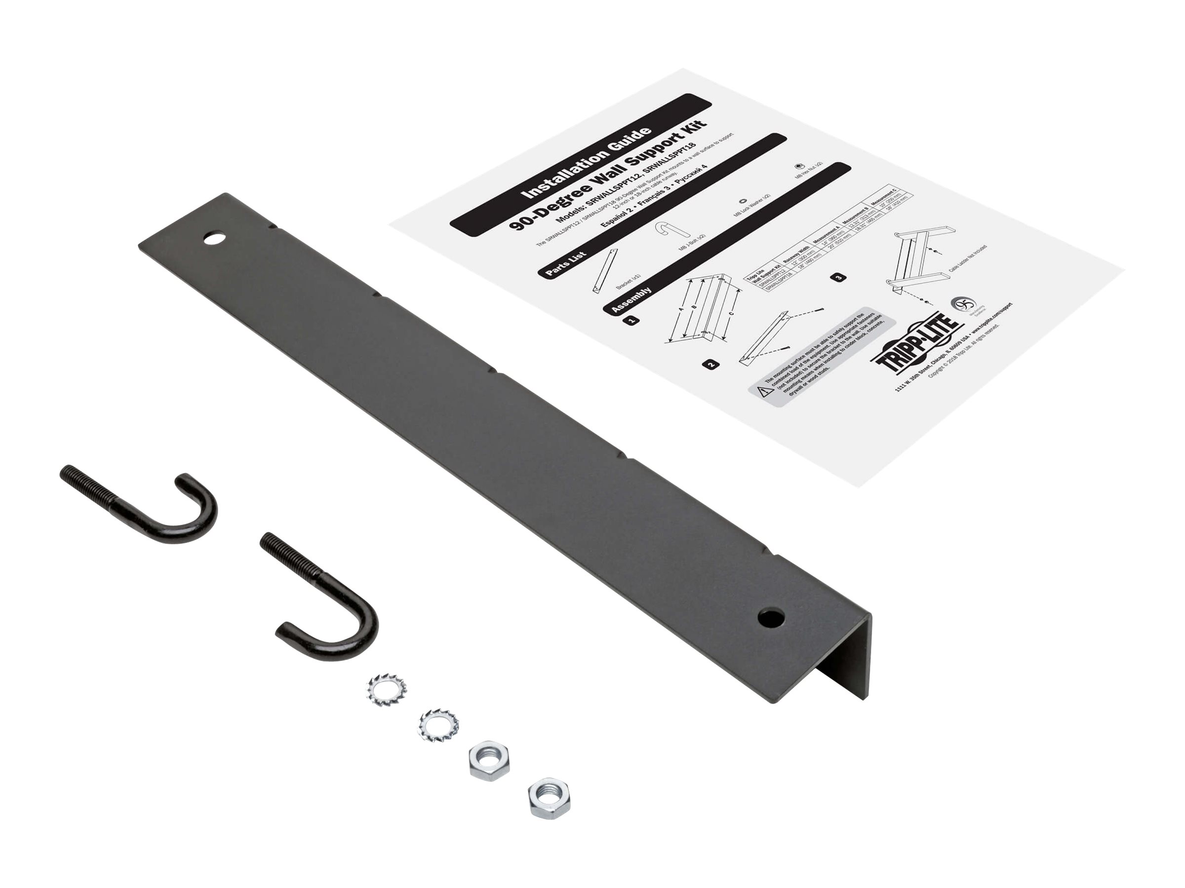 Tripp Lite Wall Support Kit for 12 in. Cable Runway, Straight and 90 ...