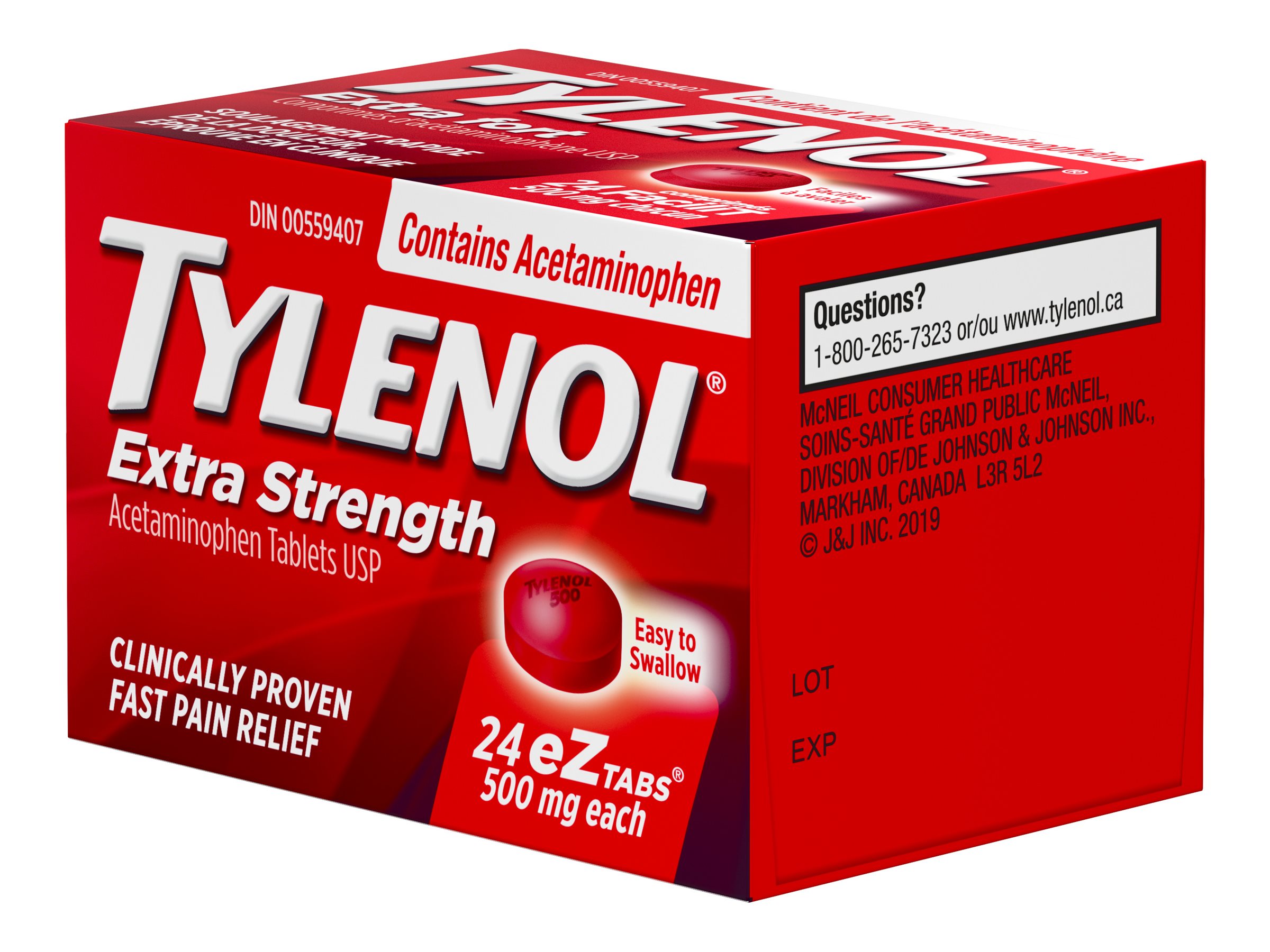 Tylenol Extra Strength Acetaminophen eZ Tabs - 500mg - 24's