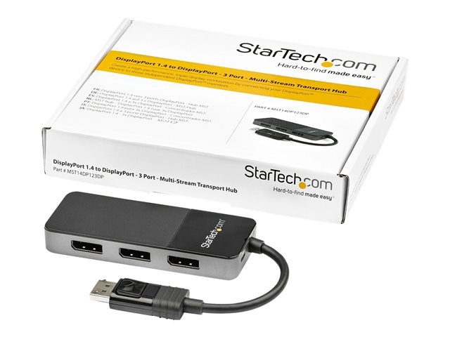 MST14DP123DP - StarTech.com 3-Port Multi Monitor Adapter, DisplayPort 1.4 to 3x 4K DP Video ...