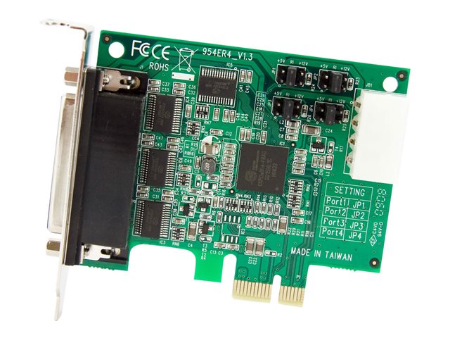 StarTech.com Replaced by PEX4S953LP - 4 Port Low Profile Native RS232 PCI Express Serial Card ...