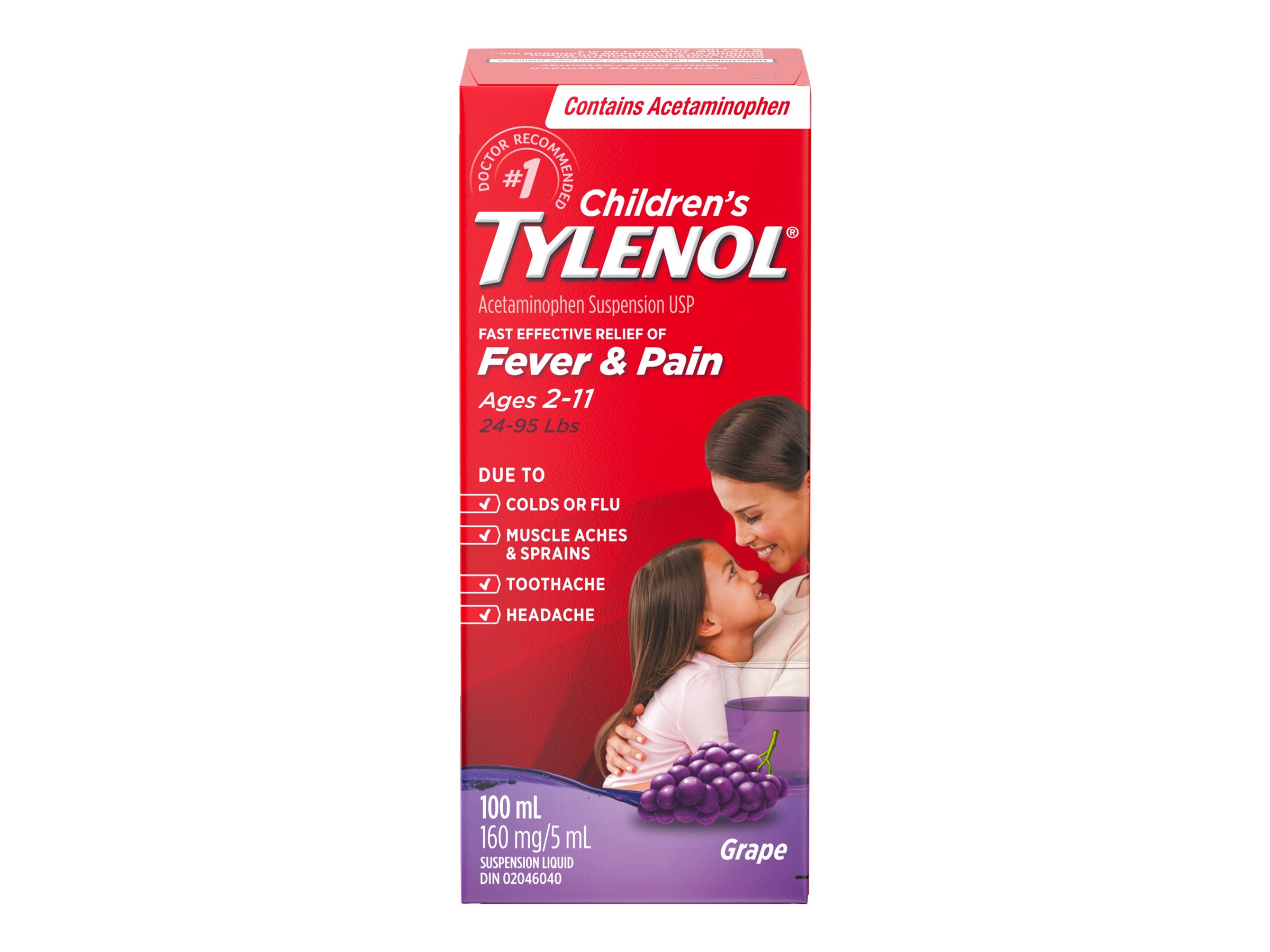 Tylenol* Children's Acetaminophen Suspension Liquid - Grape - 100ml