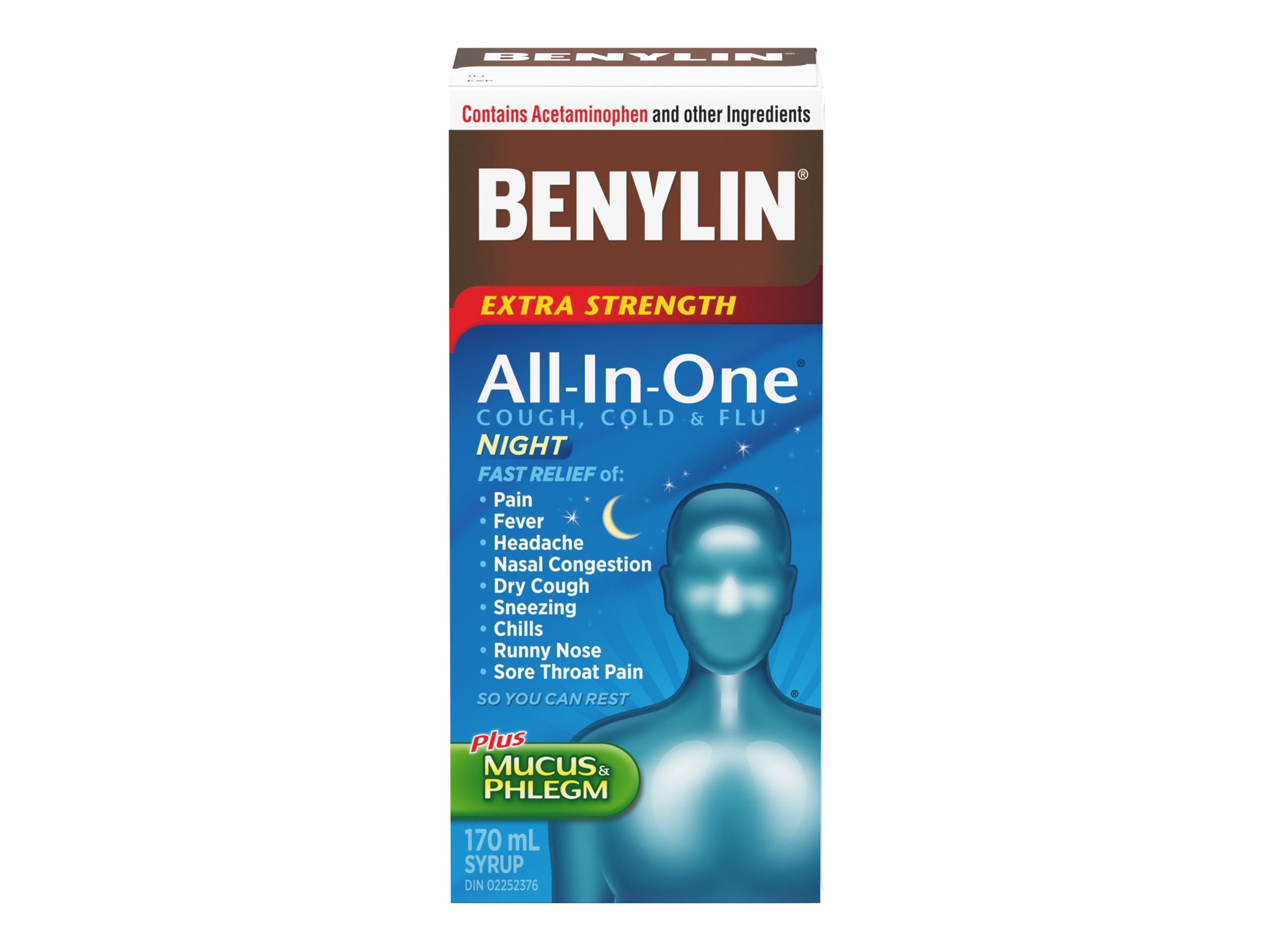 Benylin Extra Strength All-In-One Cough, Cold & Flu Night Syrup - 170ml