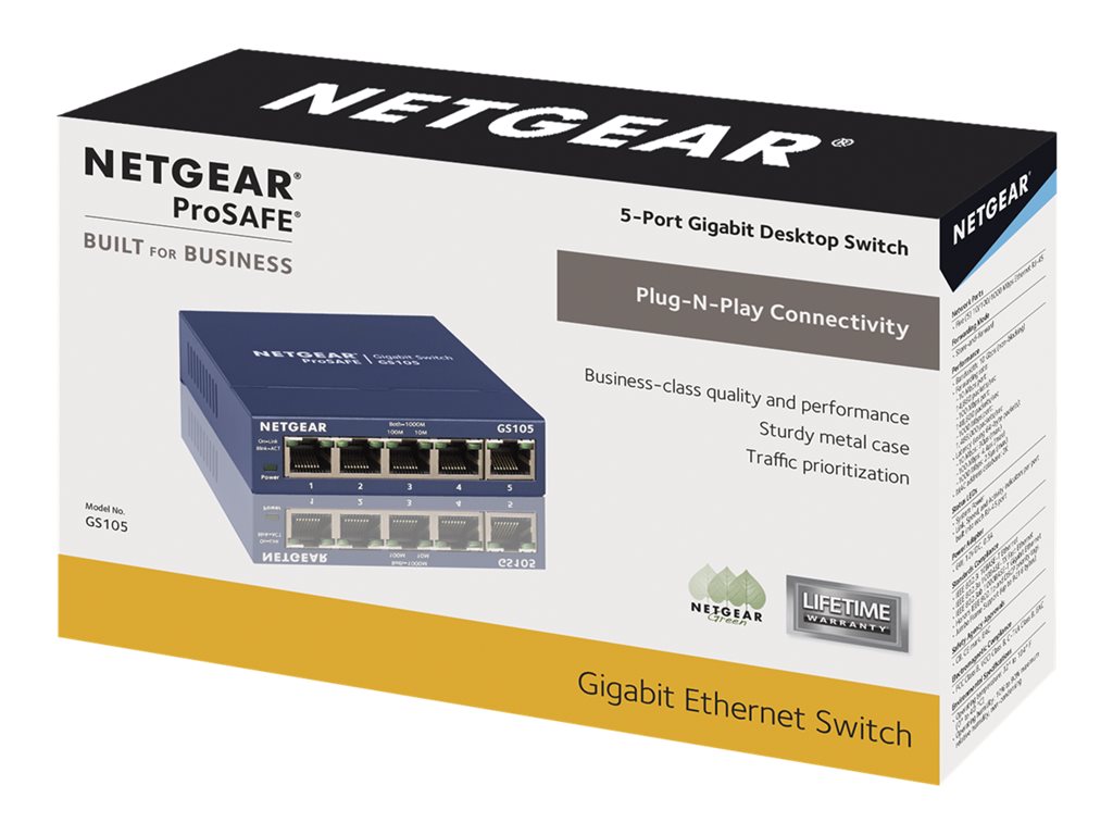 NETGEAR GS105 - switch - 5 ports - GS105NA | howardcomputers.com