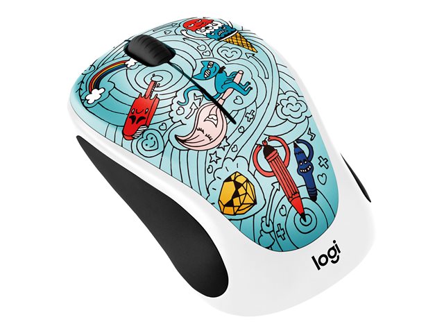 Logitech Doodle Collection M238 - mouse - 2.4 GHz - Bae-Bee-Blue - 910 ...