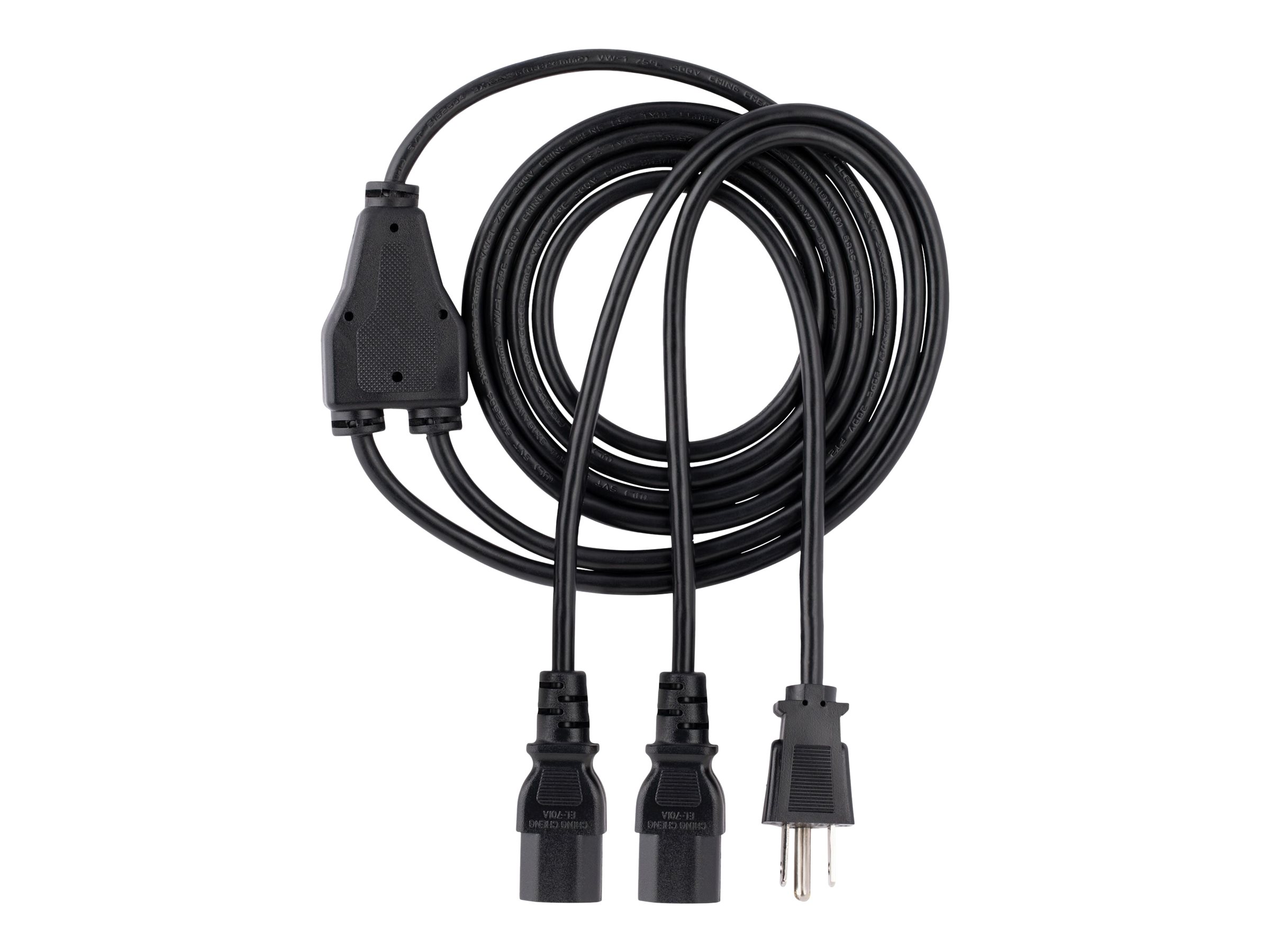 StarTech.com 6ft (2m) Computer Power Cord Y Splitter, NEMA 5-15P to 2x ...