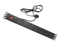 Videk Rack Mount PDU 6 Gang / 6 x UK Mains Socket to UK Mains Plug ...