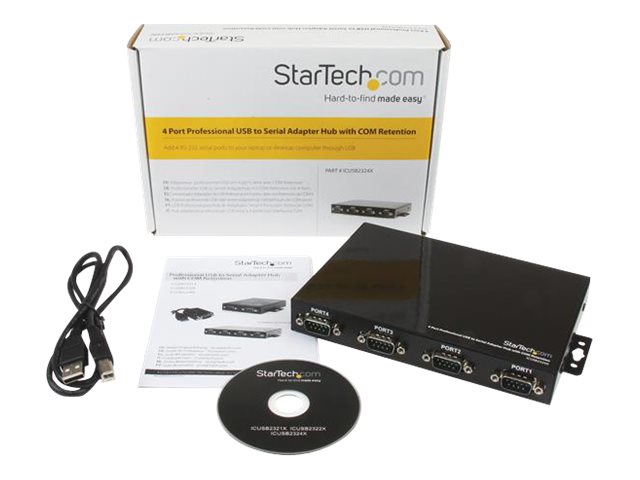 StarTech.com USB to Serial Adapter Hub - 4 Port - Wall Mount - COM Port ...