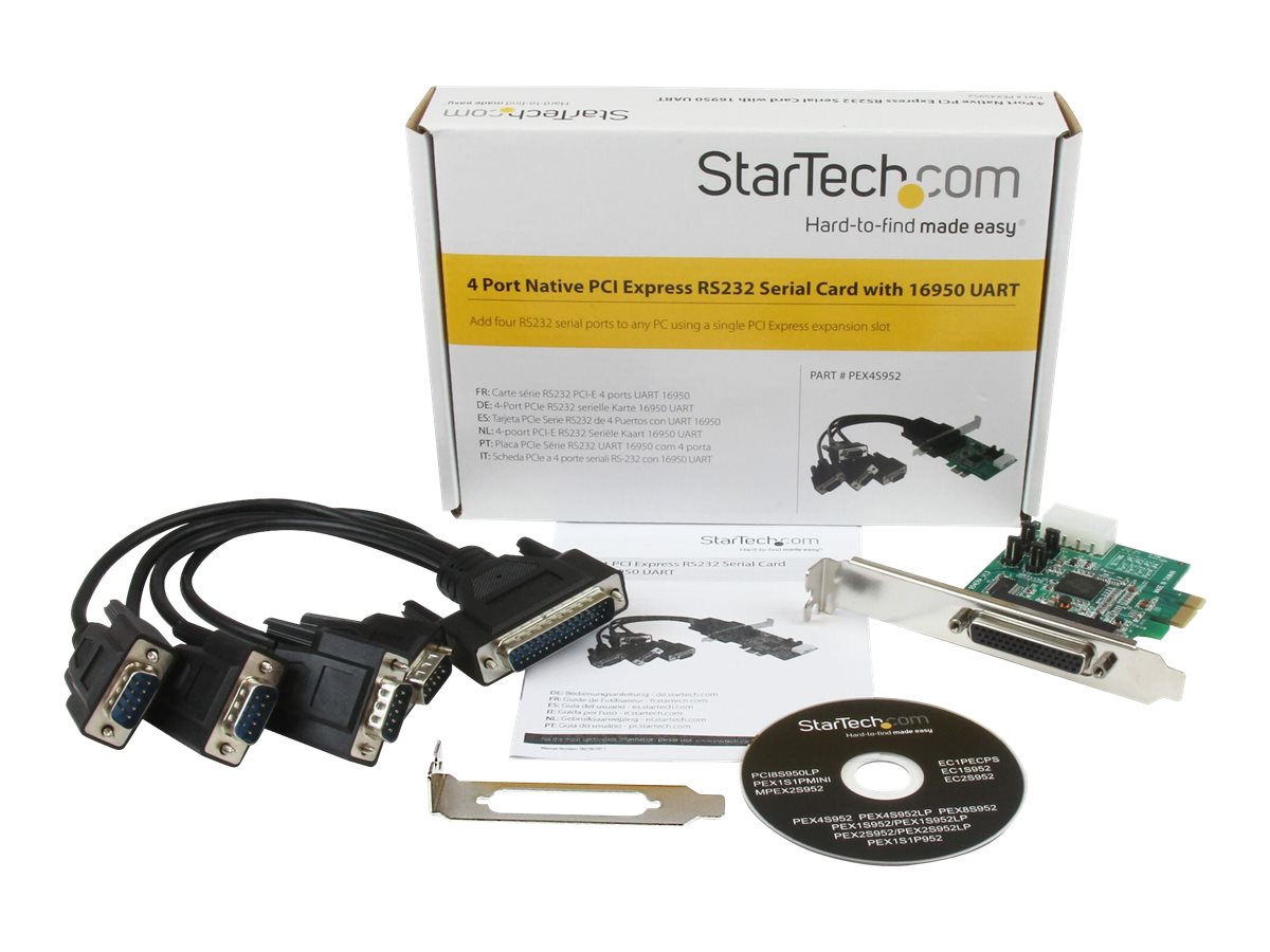 StarTech.com Replaced by PEX4S953, 4 Port Native PCI Express RS232 Serial Adapter Card with ...