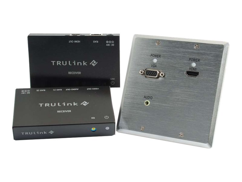 C2G TruLink HDMI + VGA + Stereo Audio over Cat5 Extender Aluminum Wall ...