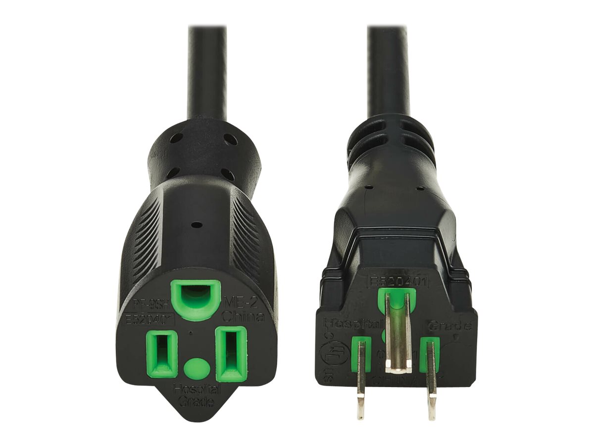 Eaton Tripp Lite Series Safe-IT Antibacterial Hospital-Grade Extension Cord, 5-15P to 5-15R ...