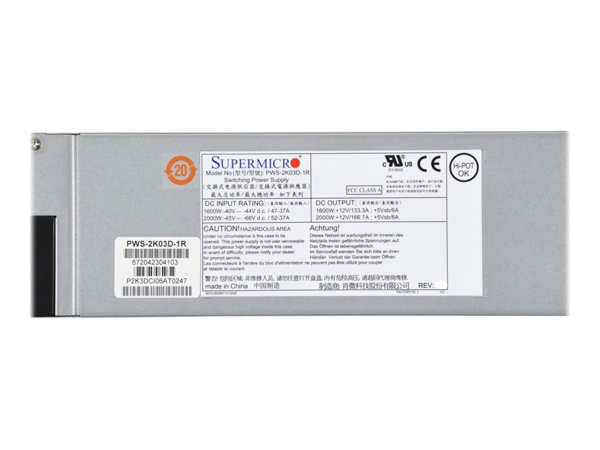 Supermicro PWS-2K03D-1R | Overview, Specs, Details | SHI