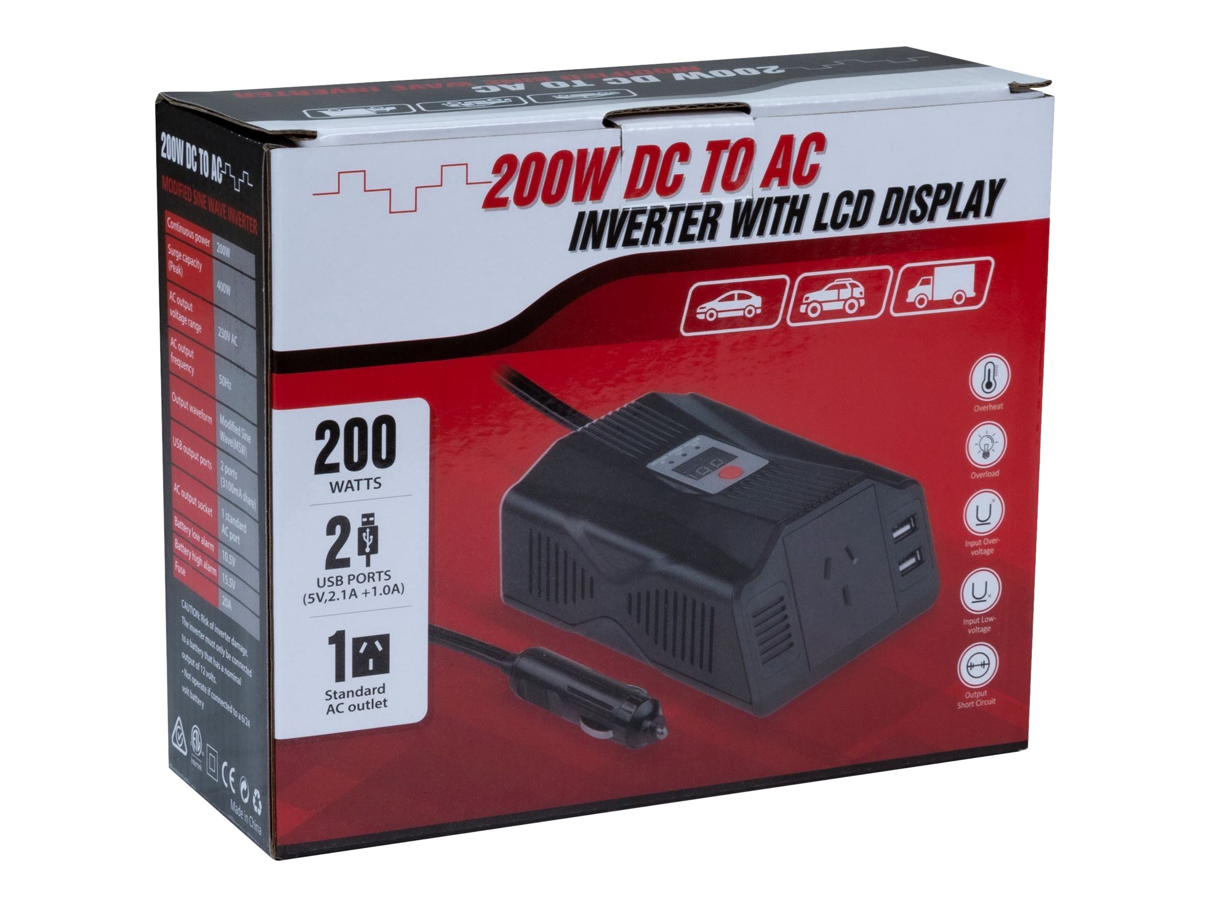 Dynamix TE6-1621D, DC to AC power inverter, 200 Watt - Paradigm PCs