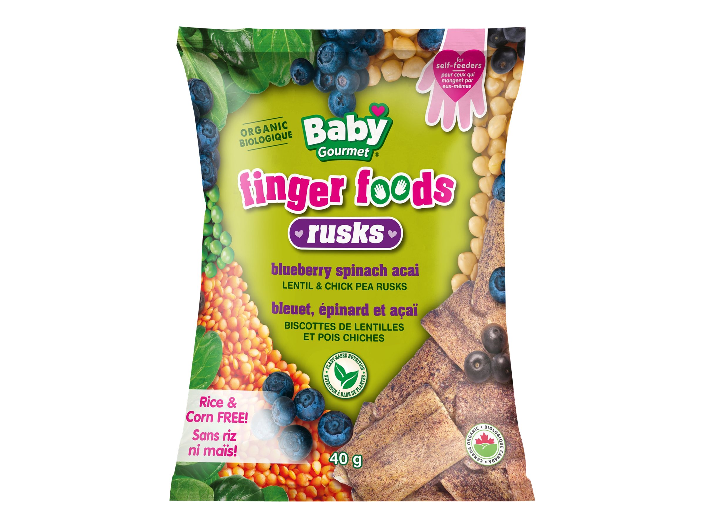 Baby Gourmet Finger Foods Rusks - Blueberry Spinach Acai - 40g