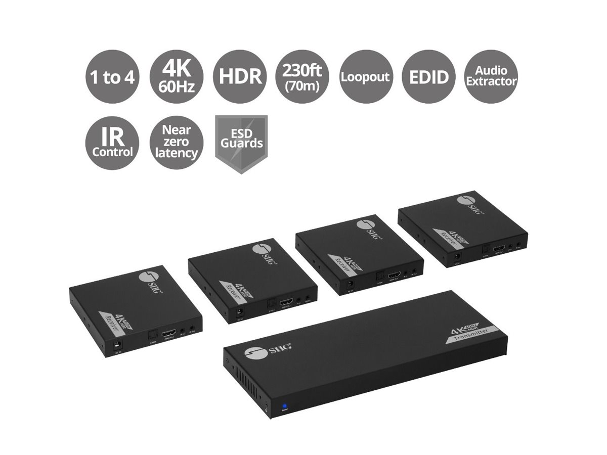 SIIG 1x4 HDMI Splitter Over Cat6/7 Extender | Overview, Specs, Details ...
