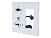C2G 2-Gang HDMI, VGA and 3.5mm Audio Wall Plate - One Decorative Cutout