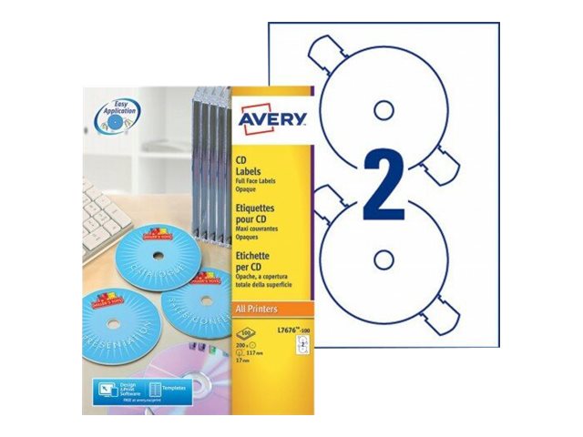 Avery Full Face CD/DVD Label - CD/DVD labels - 200 label(s) - 117 mm ...
