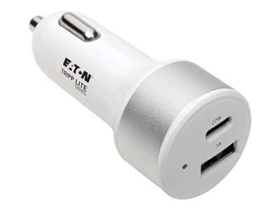 Tripp Lite Dual-Port USB Car Charger with PD Charging - USB Type C (27W) & USB Type A (5V 1A/5W ...