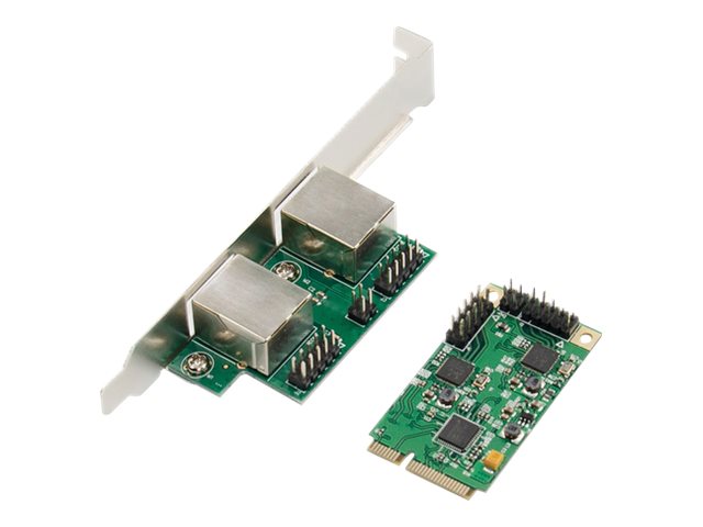 Karta sieciowa DIGITUS przewodowa mini PCI Express 2x RJ45 Gigabit 10/100/1000Mbps Low Profile ...