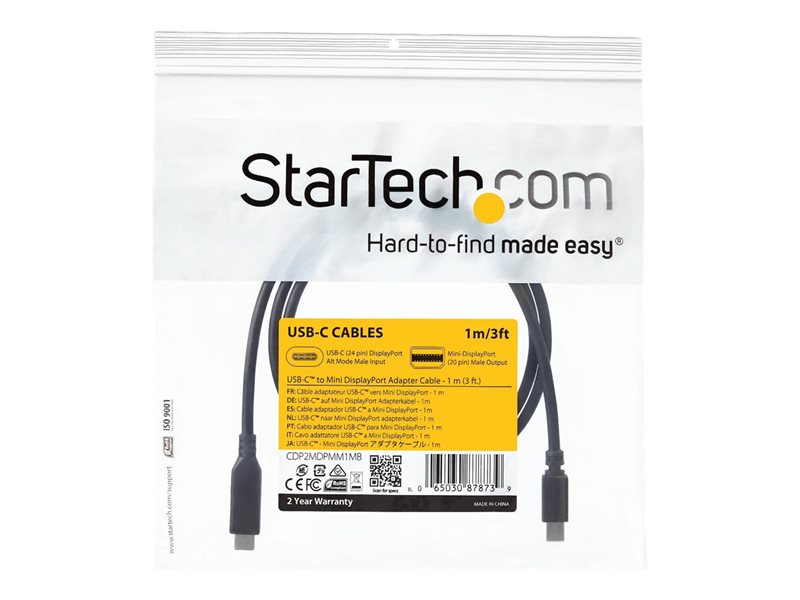 StarTech.com Câble USB-C vers Mini DP 4K 60 Hz de 1 m (CDP2MDPMM1MB)