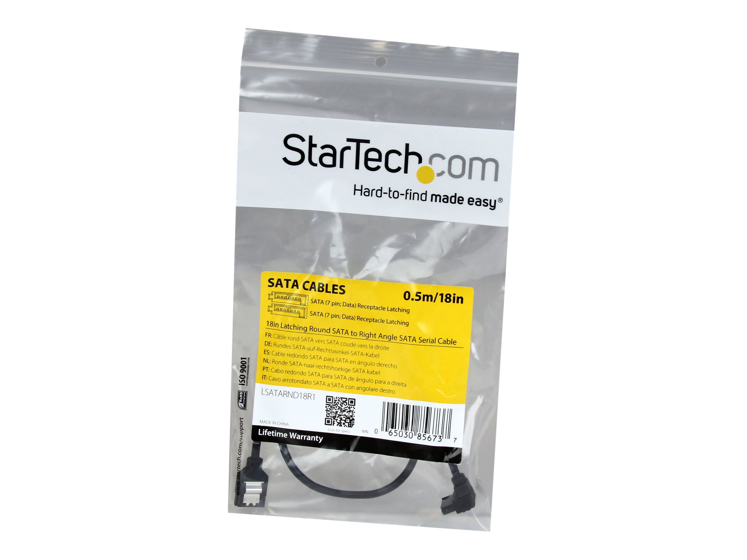 StarTech.com 18in Latching Round SATA to Right Angle SATA Serial ATA ...