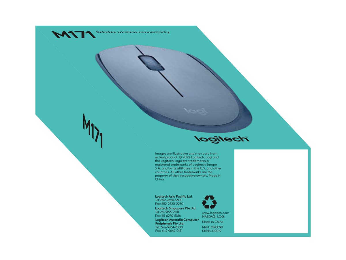 Logitech M171, mouse, 2.4 GHz, blue grey - Paradigm PCs