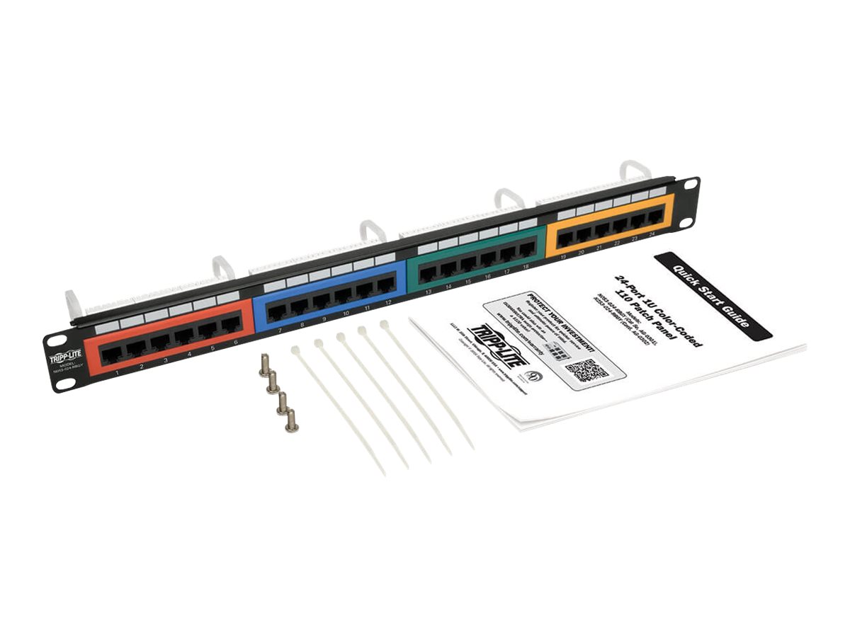 Tripp Lite 24-Port 1U Rack-Mount 110-Type Color-Coded Patch Panel RJ45 ...