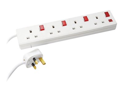 Videk Mains Power Extension Lead 4 Gang / 4 x UK Mains Socket to UK ...