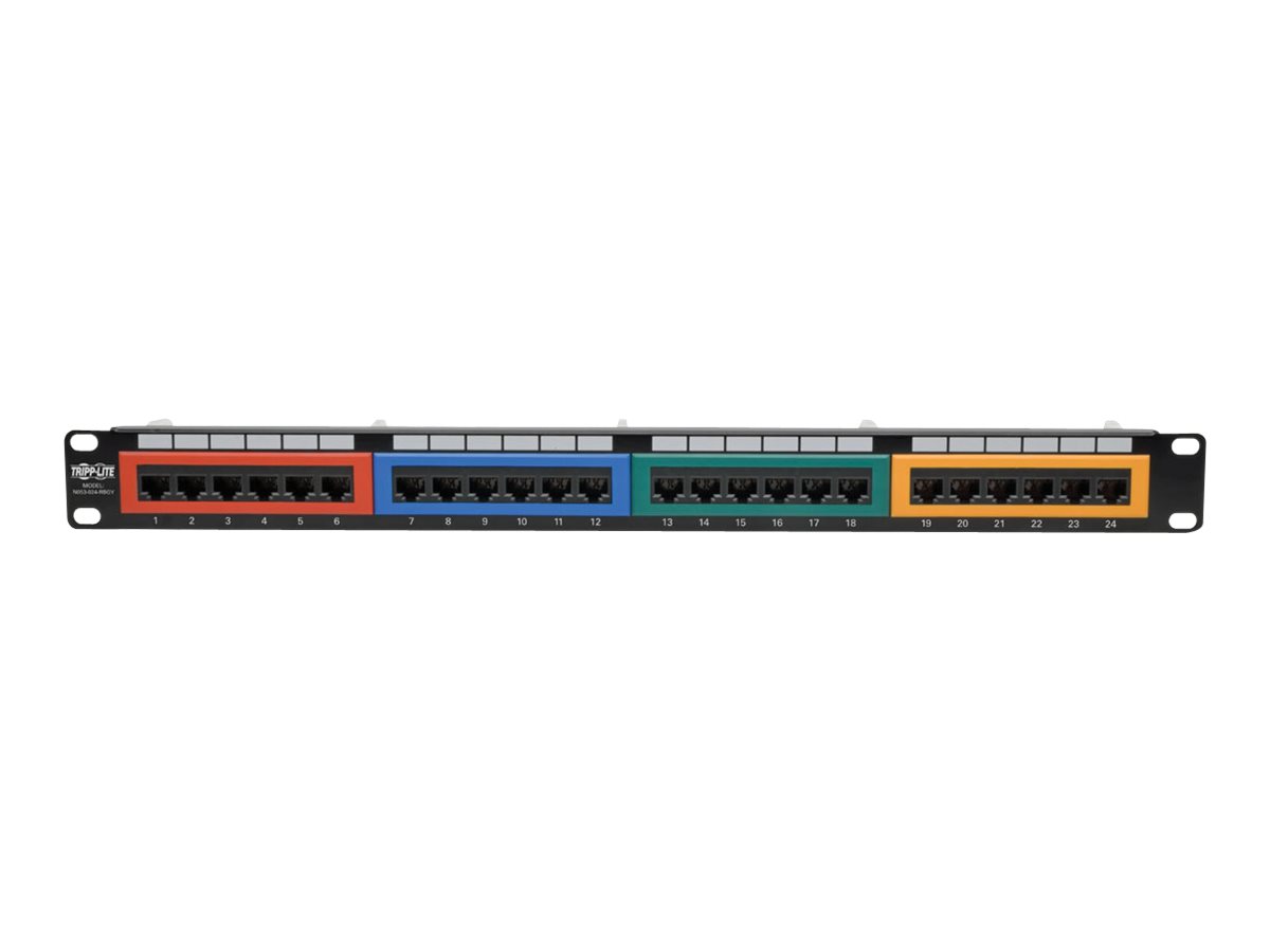 Tripp Lite 24-Port 1U Rack-Mount 110-Type Color-Coded Patch Panel, RJ45 Ethernet, 568B, Cat5/5e ...