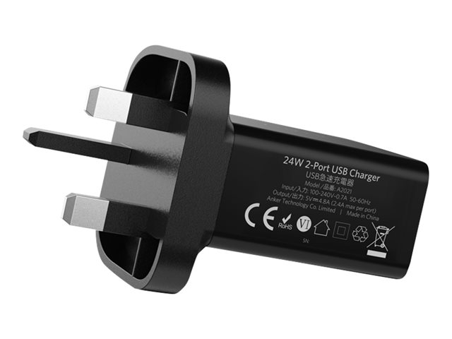Anker 2-Port USB Charger power adapter - USB - 24 Watt - A2021K11 ...