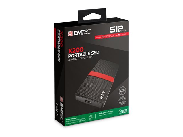EMTEC SSD Power Plus X200 - SSD - 512 Go - USB 3.1 Gen 1 (ECSSD512GX200)