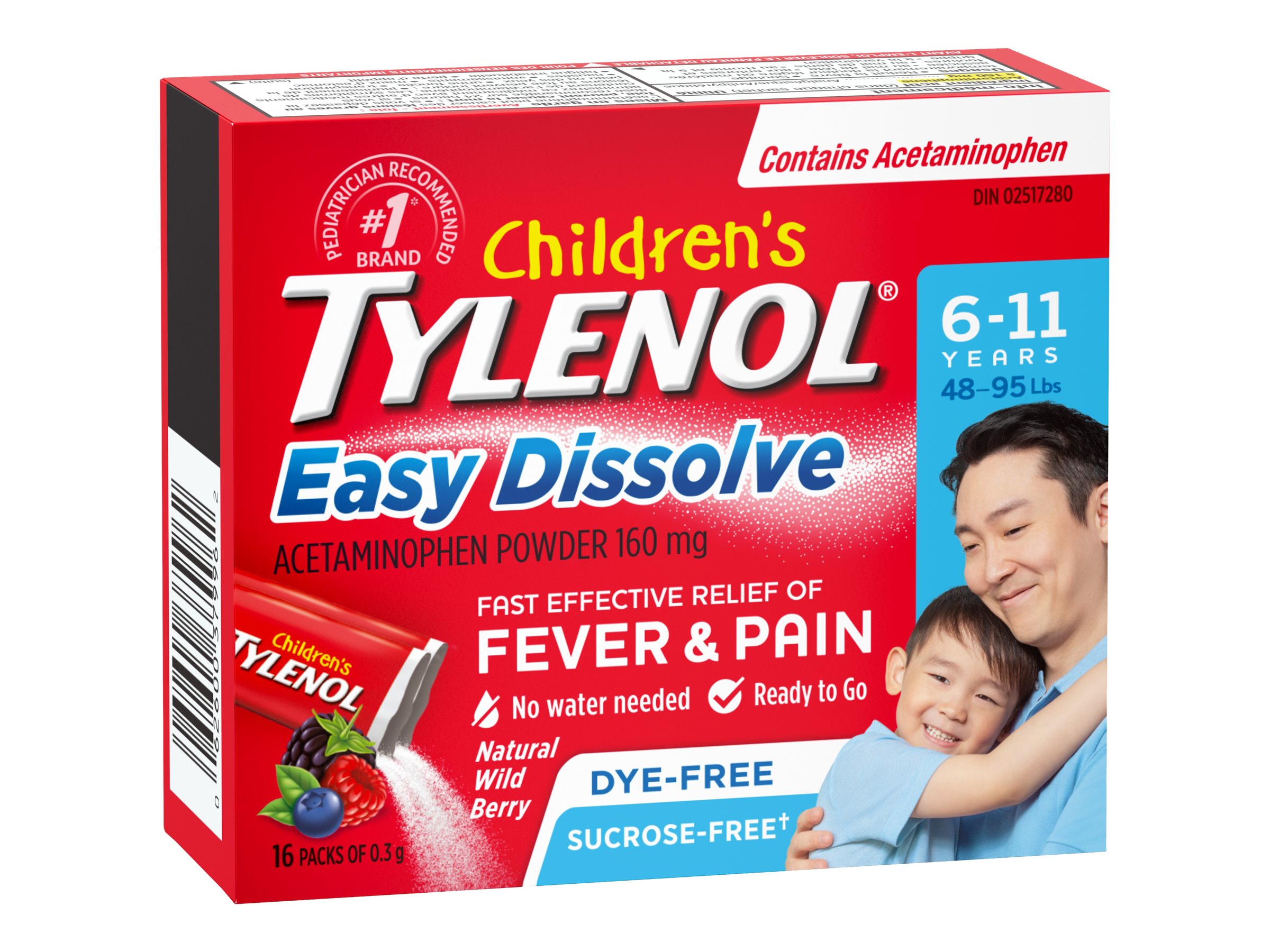 Tylenol* Easy Dissolve Pain Relief Acetaminophen Powder - Wild Berry - 16s