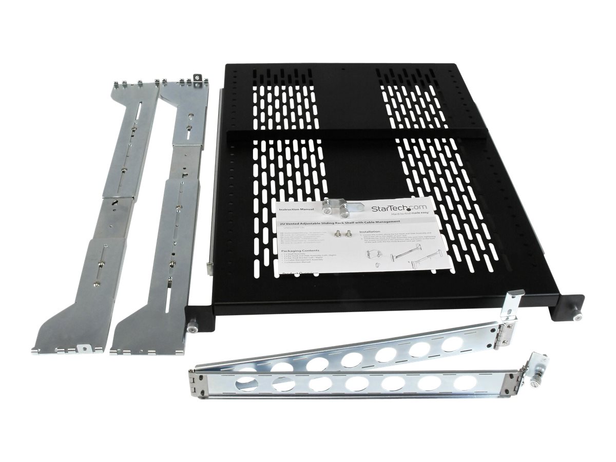 StarTech.com 2U Vented Sliding Server Rack Shelf w/ Cable Management ...