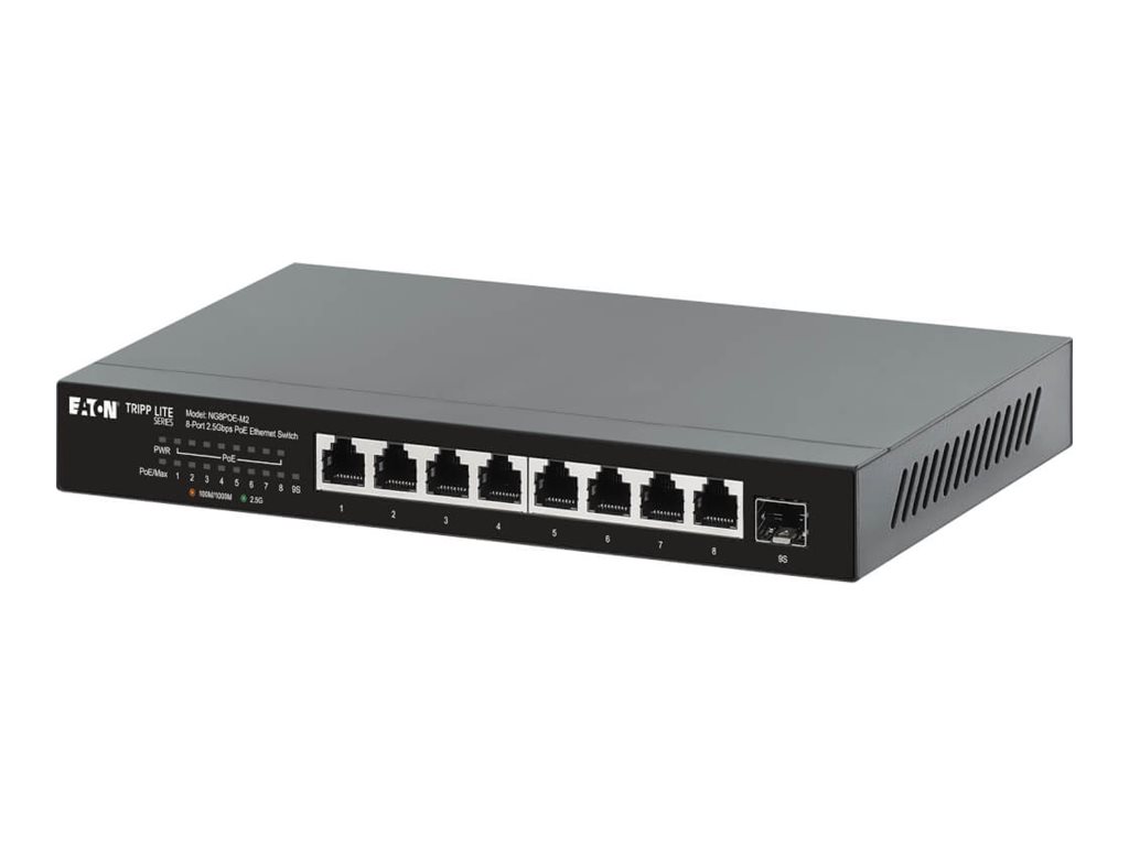 Eaton Tripp Lite series Desktop Gigabit Ethernet Unmanaged Switch, PoE+ Pass-Through 8-Port 2.5 ...