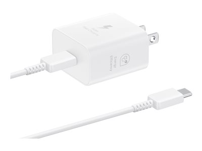 Samsung - Power Adapter with USB-C Cable - 25 Watts Power Delivery - White