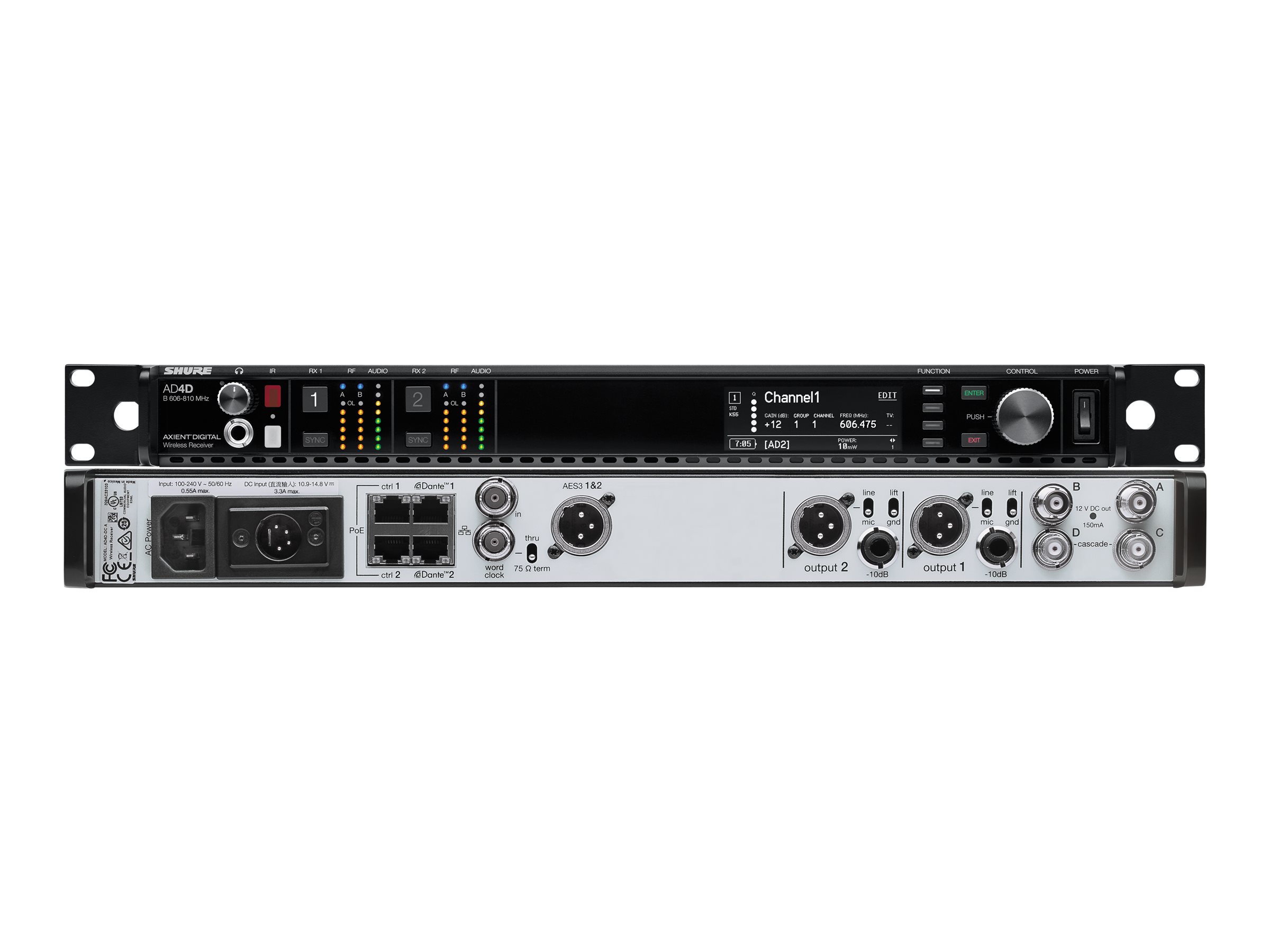Shure AD4D - Receiver for wireless microphone system | Overview, Specs ...