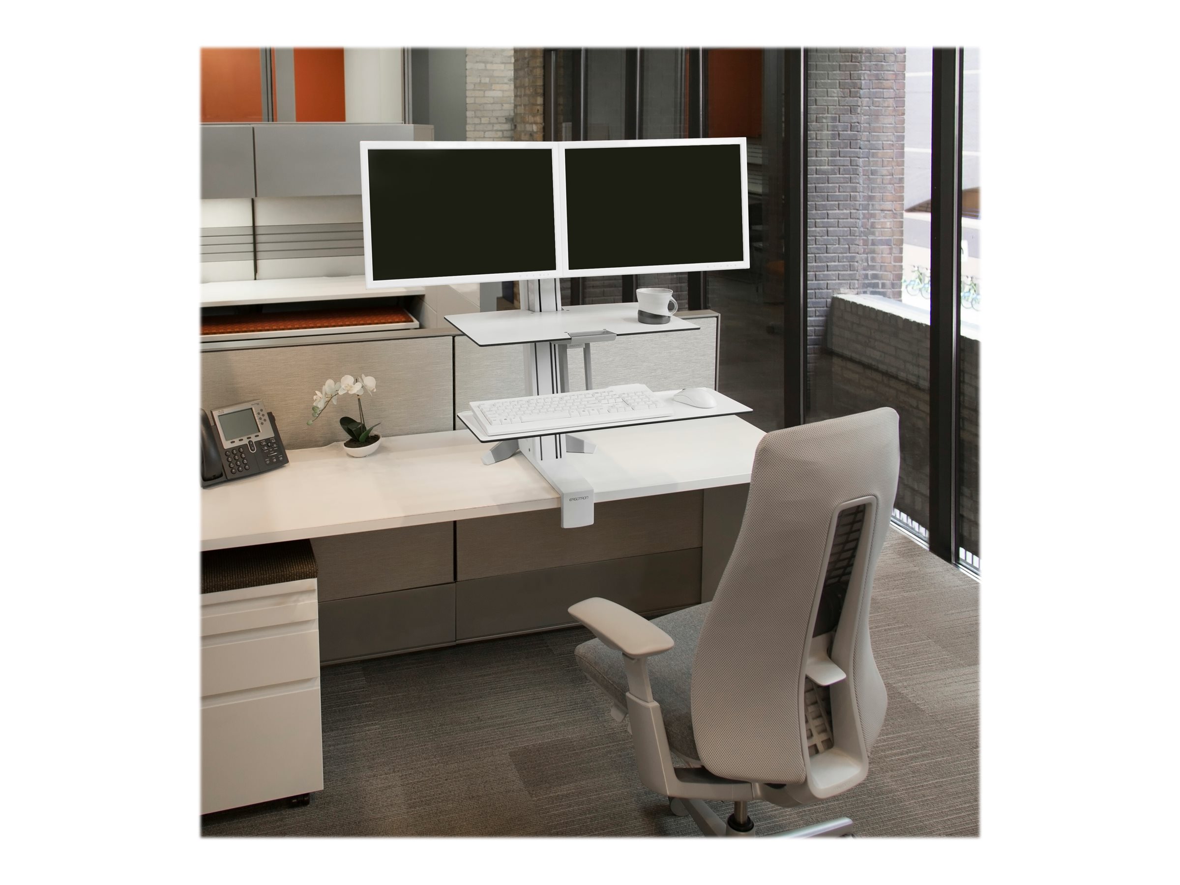 Ergotron WorkFit-S Dual Workstation with Worksurface Standing Desk ...