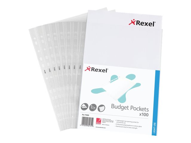 Rexel Budget - sheet protector - for A4 - clear (pack of 100) - 11000 ...