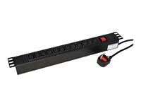 Videk Horizontal 19" Rack Mount PDU 12 x C13 Socket to C14 Plug - power distribution unit