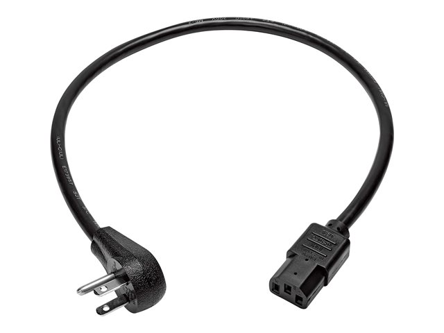 Eaton Tripp Lite Series Computer Power Cord, Right-Angle NEMA 5-15P to C13 - Heavy-Duty, 15A ...