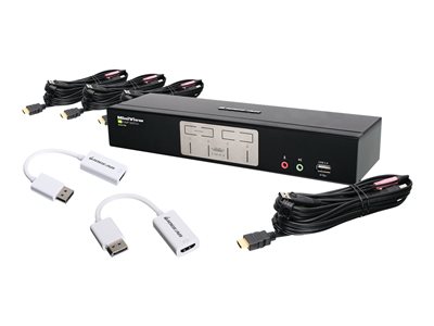IOGEAR 4-Port HDMI and DisplayPort KVM Kit - Cables Included - KVM ...