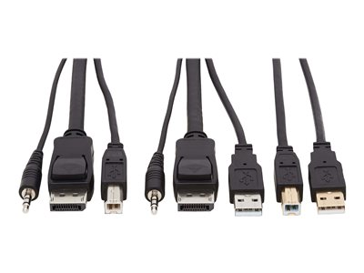 Tripp Lite DisplayPort KVM Cable Kit 4K USB 3.5mm Audio 3xM/3xM USB M/M ...