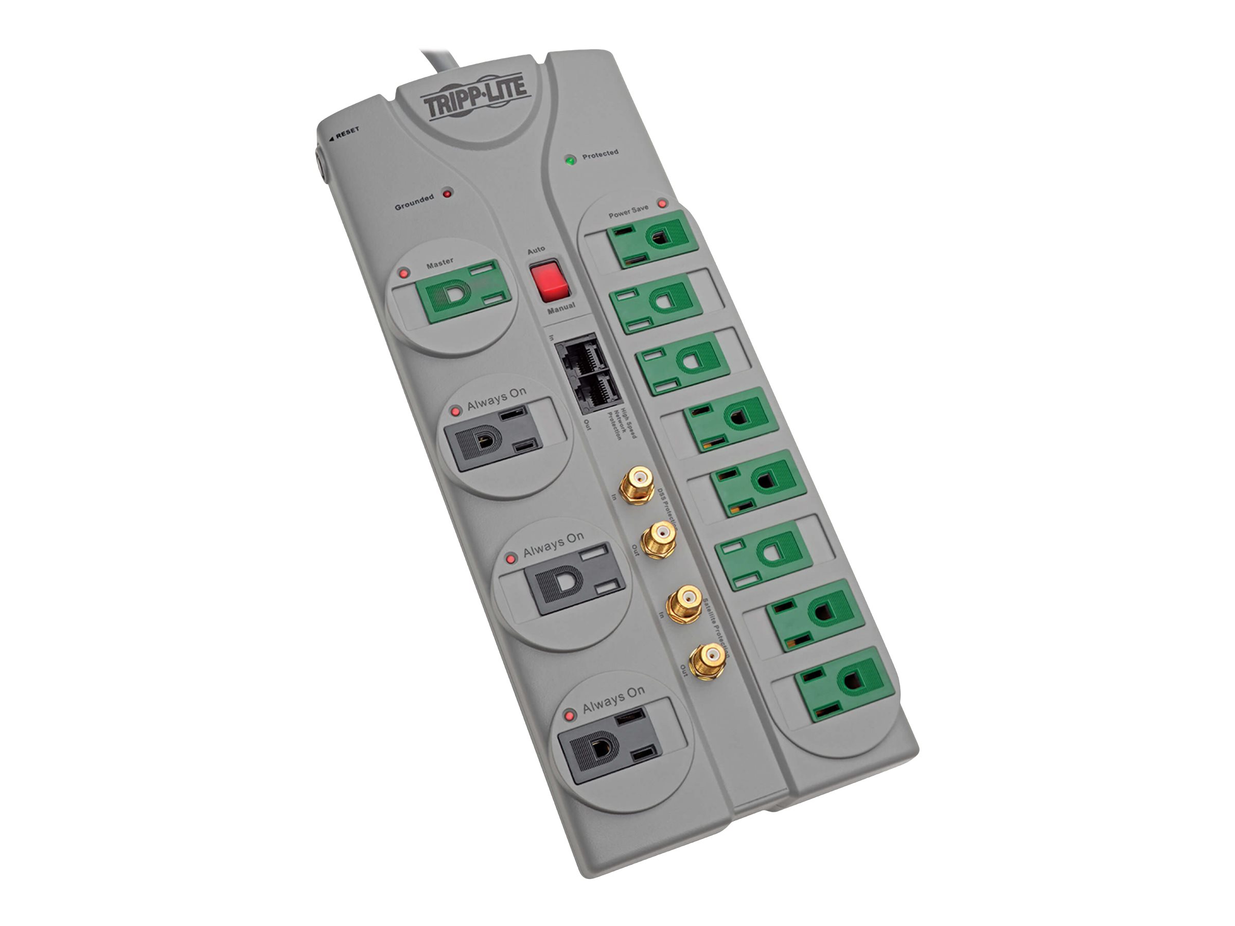 Tripp Lite Eco Surge Protector Green 120V RJ11 RJ45 Coax 12 Outlet 10 ...