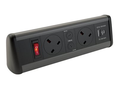 Videk Power to Desk Unit / Desk Top 2 x UK Mains, 2 x USB Power and USB ...
